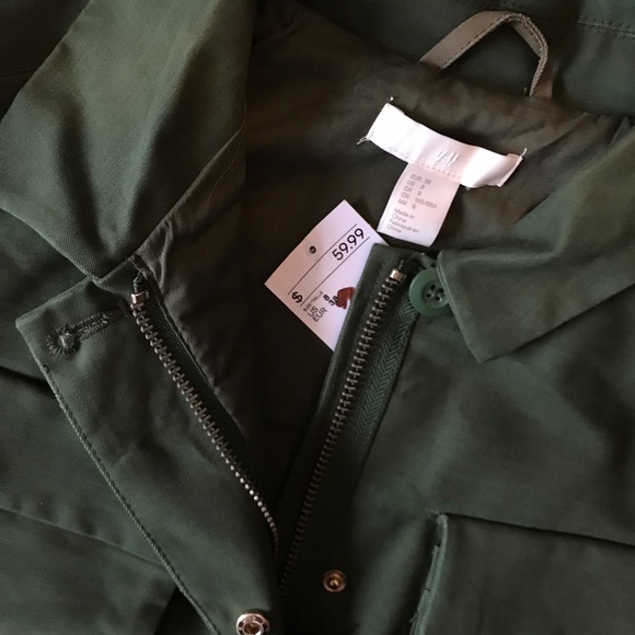 H&M | Jackets & Coats | Hm Green 0 Cotton Cargo Jacket | Poshmark